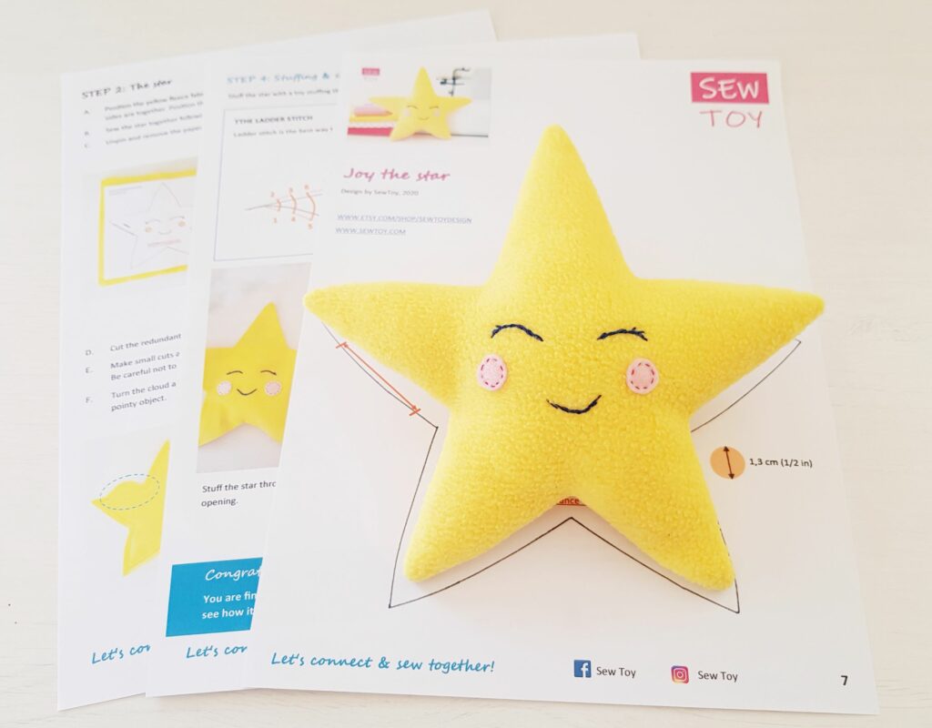 The Star Sewing Pattern PDF I Cute Stuffed Toy or nursery decoration