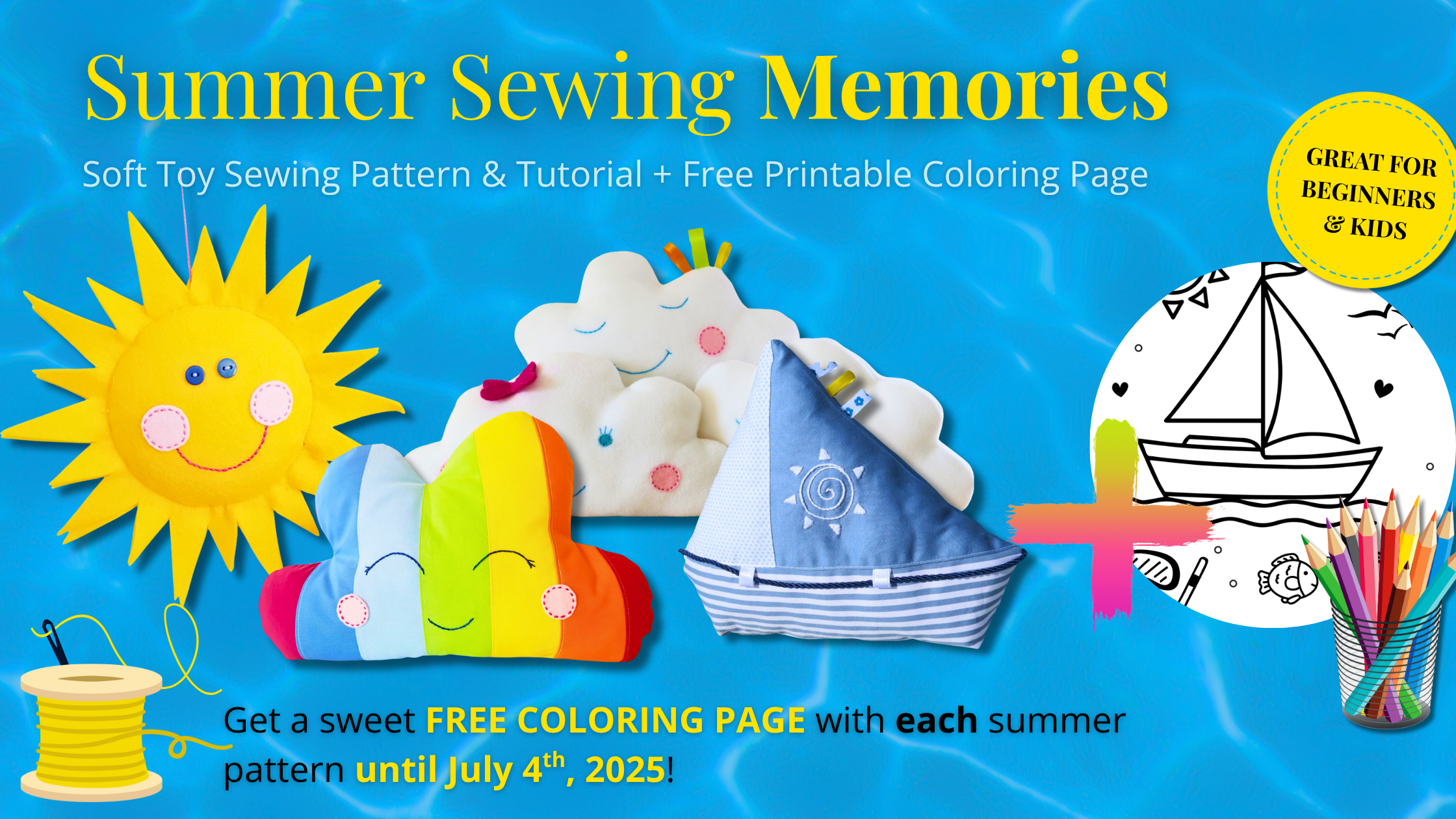 Sewing Pattern for Soft Toy Summe 2025 - Sun, Cloud, Sailboat ...